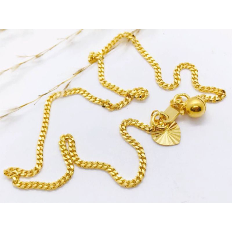 rantai kaki mesin Lebar 0.2cm emas 916 tulen | Shopee Malaysia