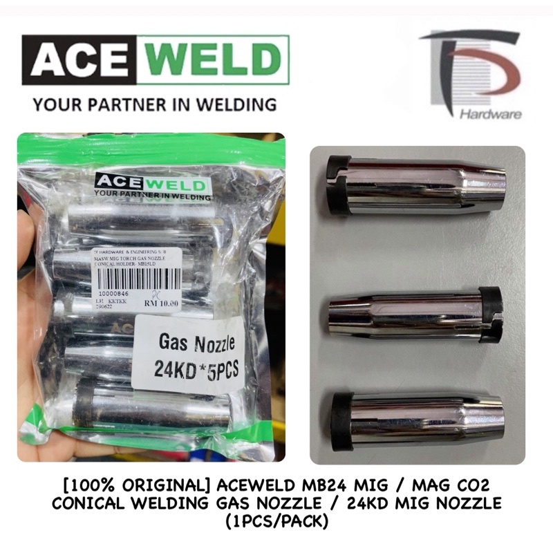 [100% ORIGINAL] ACEWELD MB24 MIG / MAG CO2 CONICAL WELDING GAS NOZZLE ...