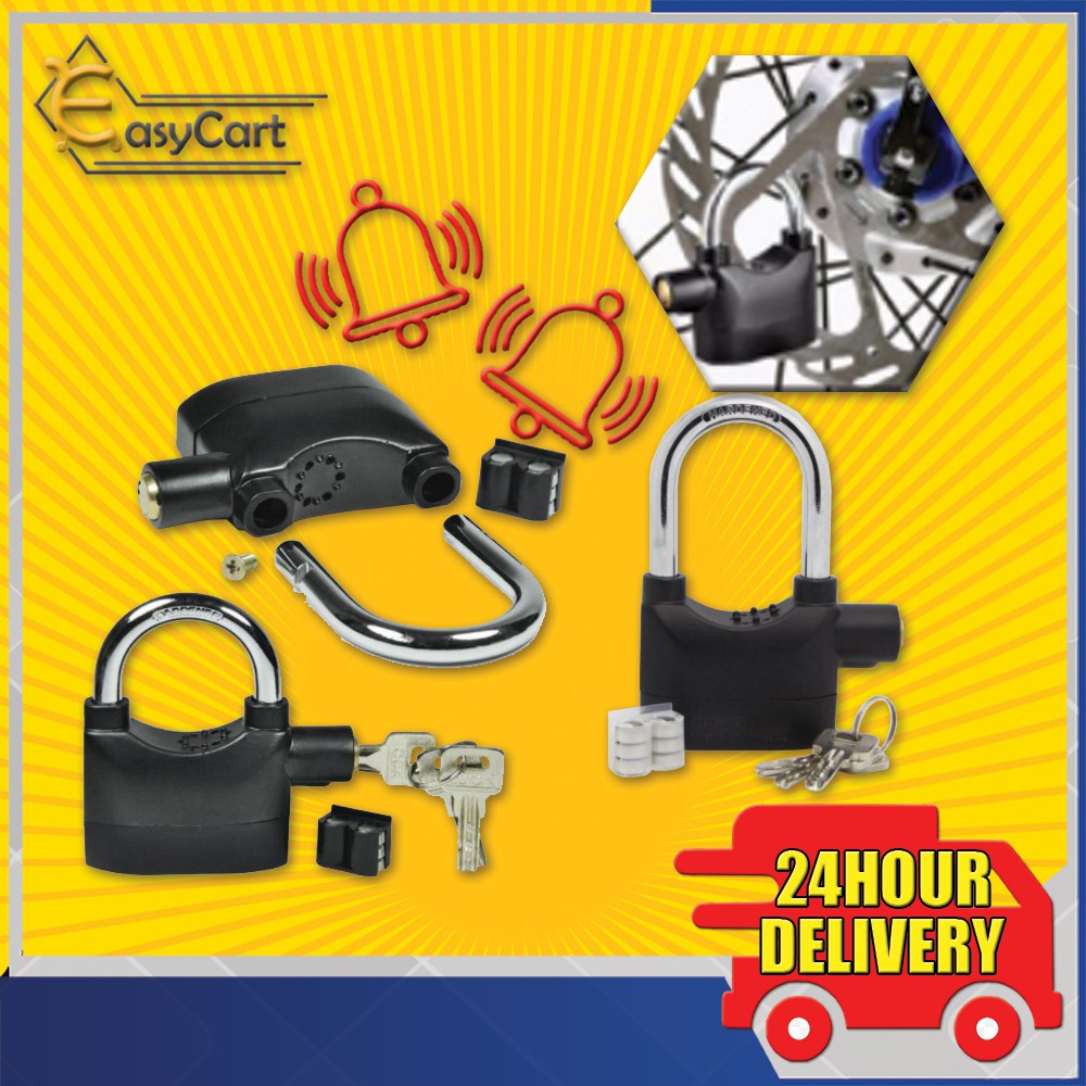 Hardened Stainless Steel Heavy Duty Lock Motorcycle Padlock Alarm ...