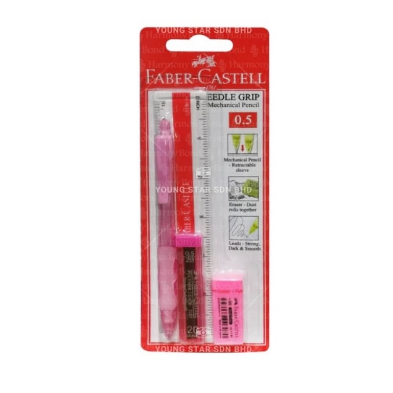 Faber-Castell Needle Grip Mechanical Pencil Set ( 0.5 / 1pc Ruler + 1 ...