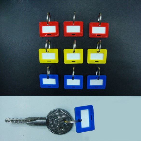 100Pcs Plastic Keychain Key Tags 5 Style ID Label Name Key Tags Split ...