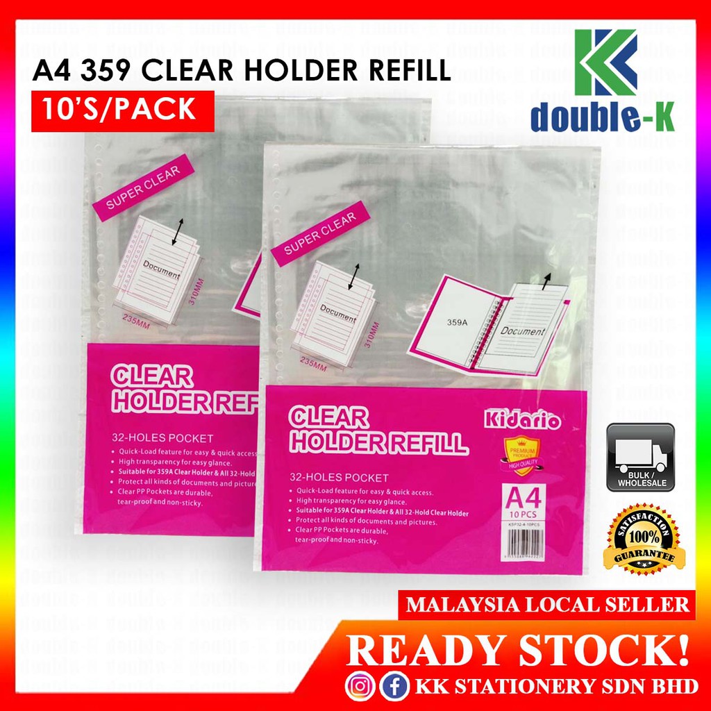 Kidario 359 A4 Clear Holder (REFILL) 10sheet RM1.85/pack | Shopee Malaysia