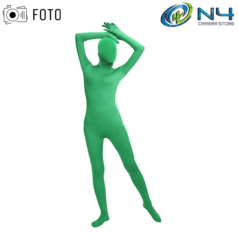 FOTO Chromakey Green Full Bodysuit Unisex Spandex Stretch Adult Costume ...