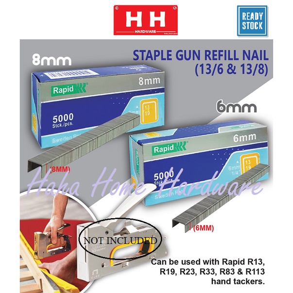 Stapler Refill Stapler Gun Tacker Nails Refill - 6mm / 8mm 订书机笔芯 ~Haha ...