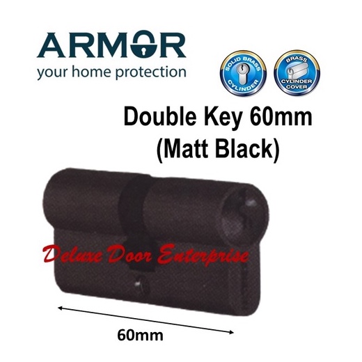 Armor Euro profile Cylinder Double Key 60mm Matt Black Double Key ...