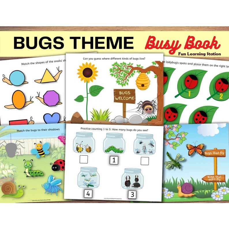 433 Bugs Busy Book Printable (PDF) Kids learning activity binder Quiet ...