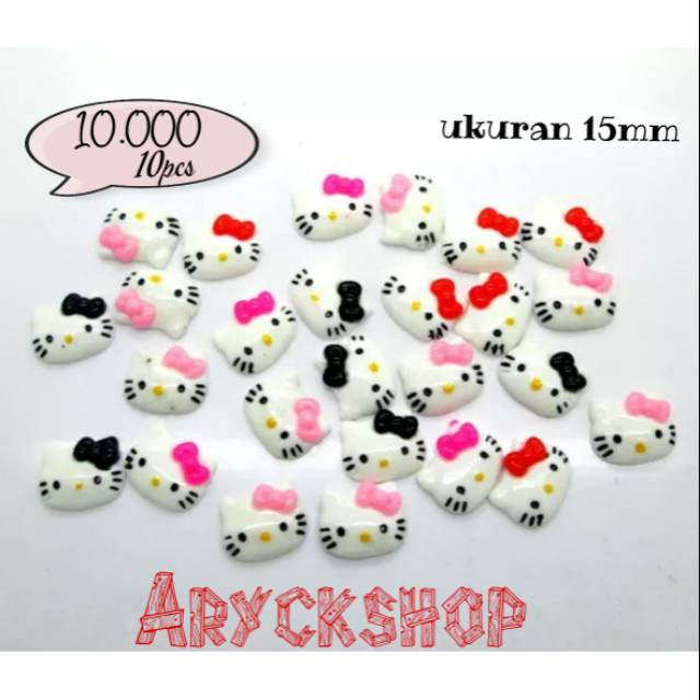 Hello kitty mini head size 15mm contains 10 pcs DIY decocase craft ...