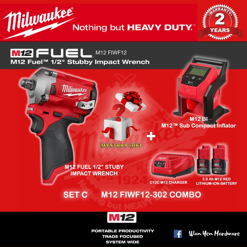 MILWAUKEE FIWF12 M12 Fuel™ 1/2" Stubby Impact Wrench | Shopee Malaysia
