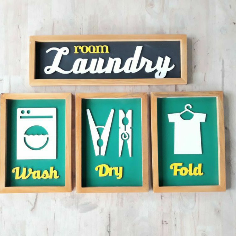 HIASAN DINDING Set Of LAUNDRY ROOM Wall Decoration Embossed Tulosan ...