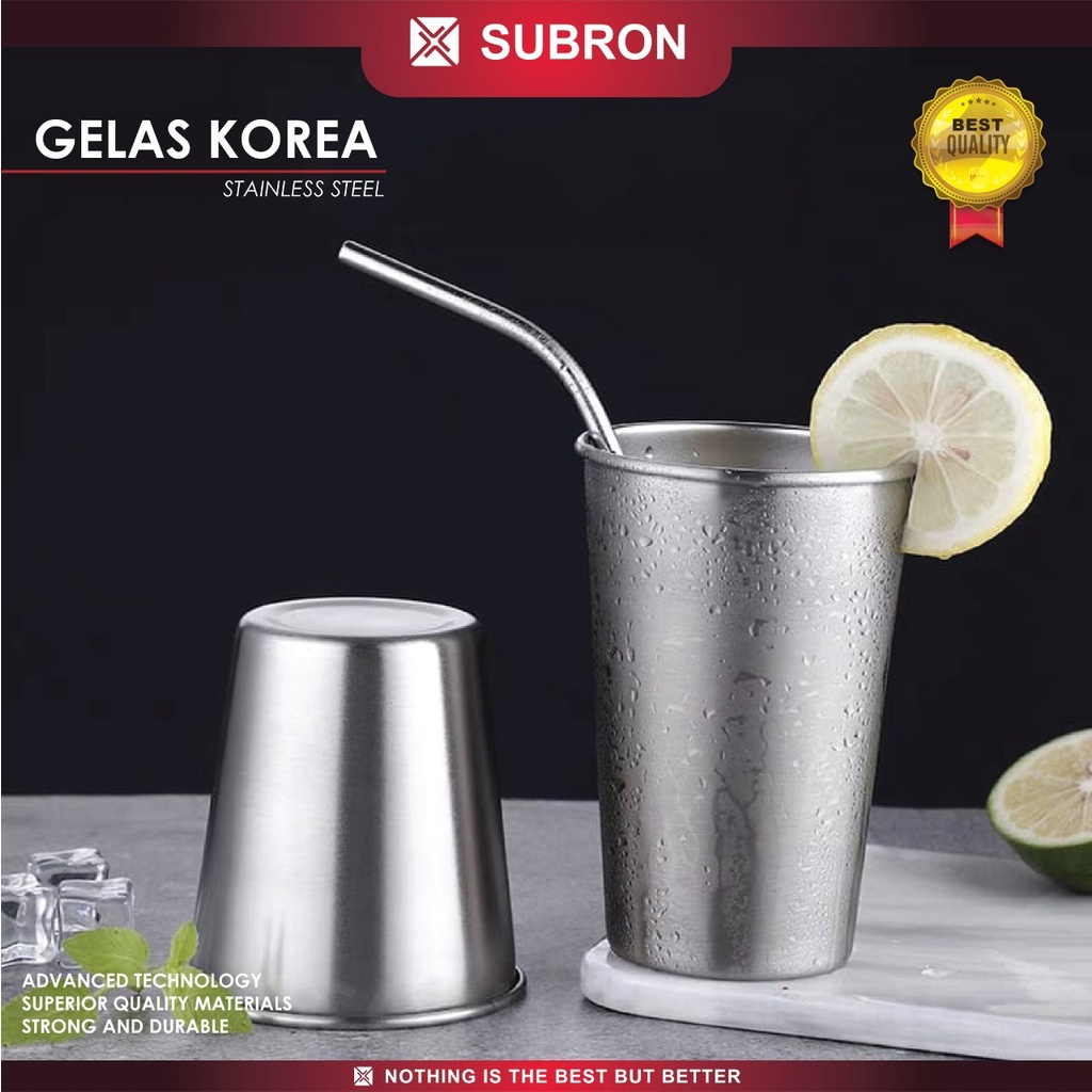 Subron Korean SUS 304 Stainless Glass Cup Wine Milk Tea Beer Wine Milk ...