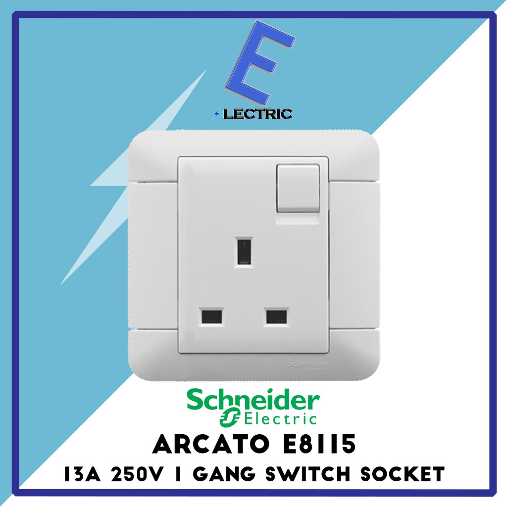 Schneider Arcato E8115 13A 250V 1 Gang Switch Socket White | Shopee ...