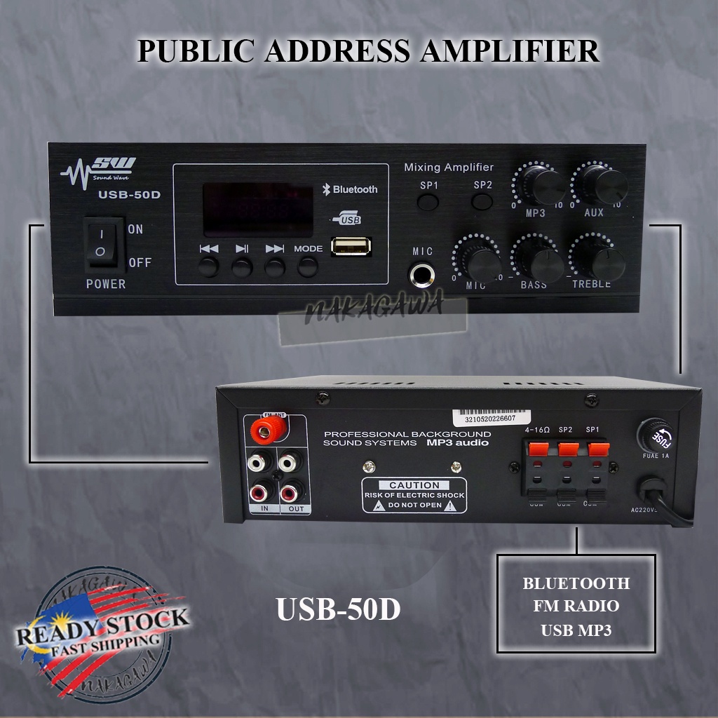 50W / 80W PA SYSTEM PUBLIC ADDRESS AMPLIFIER WITH BLUETOOTH, FM RADIO , USB, ZONE VOLUME CONTROL ...
