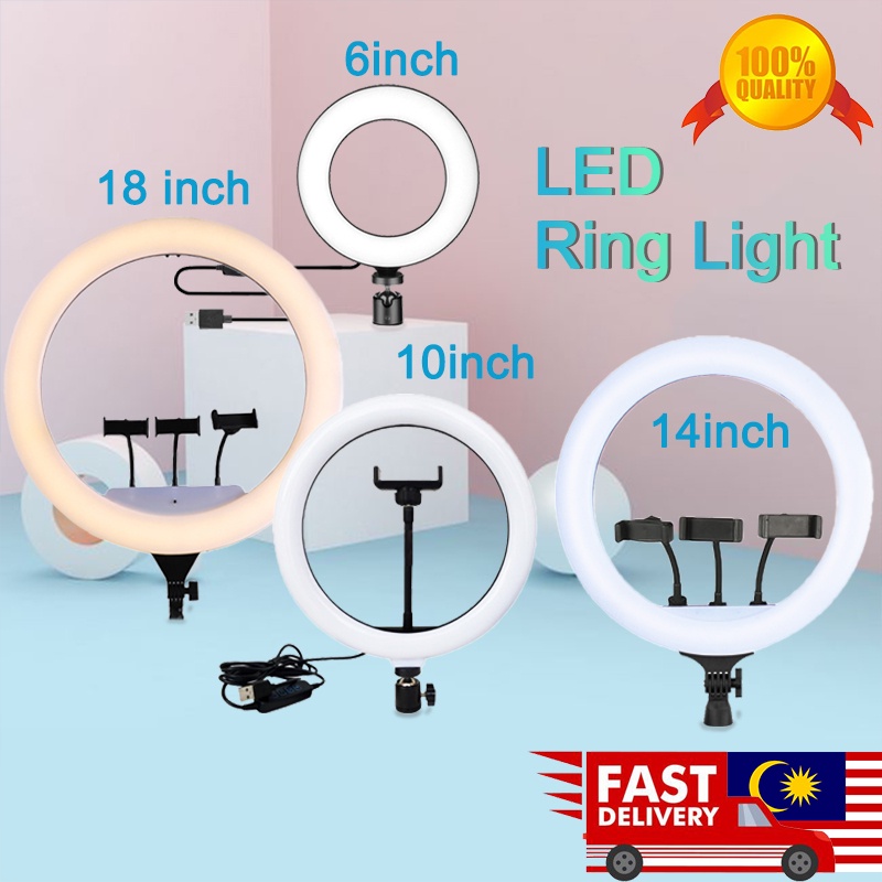 Multiple Size LED Ring Light for Live Streaming and YouTube Videos Dimmable Desk Makeup Ring ...