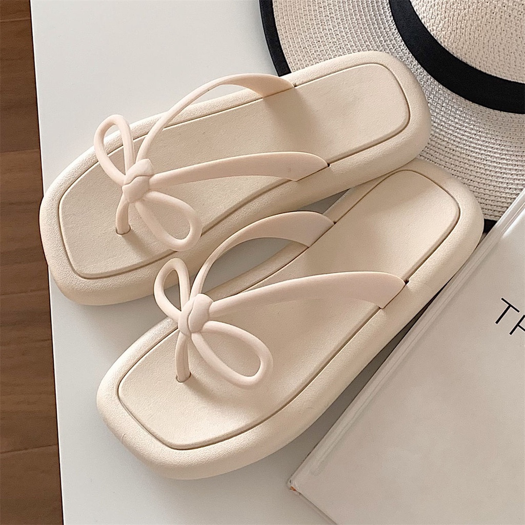 READY STOCK🎁WALK IN Women Ribbon Slippers Sandals Flip Flops Slipar ...