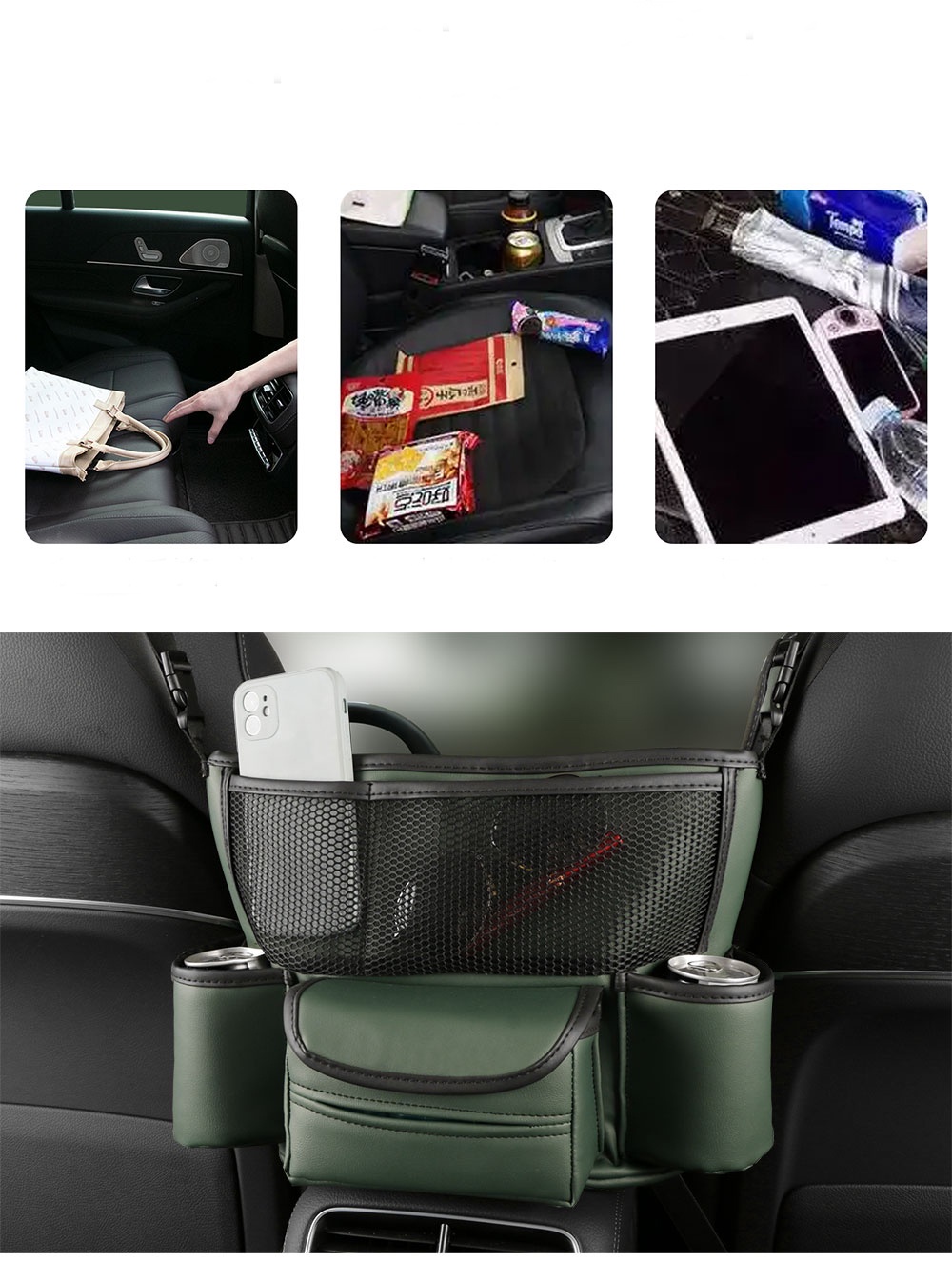 Car Center Console Storage Bag Armrest Box Tissue Cup Holder ...