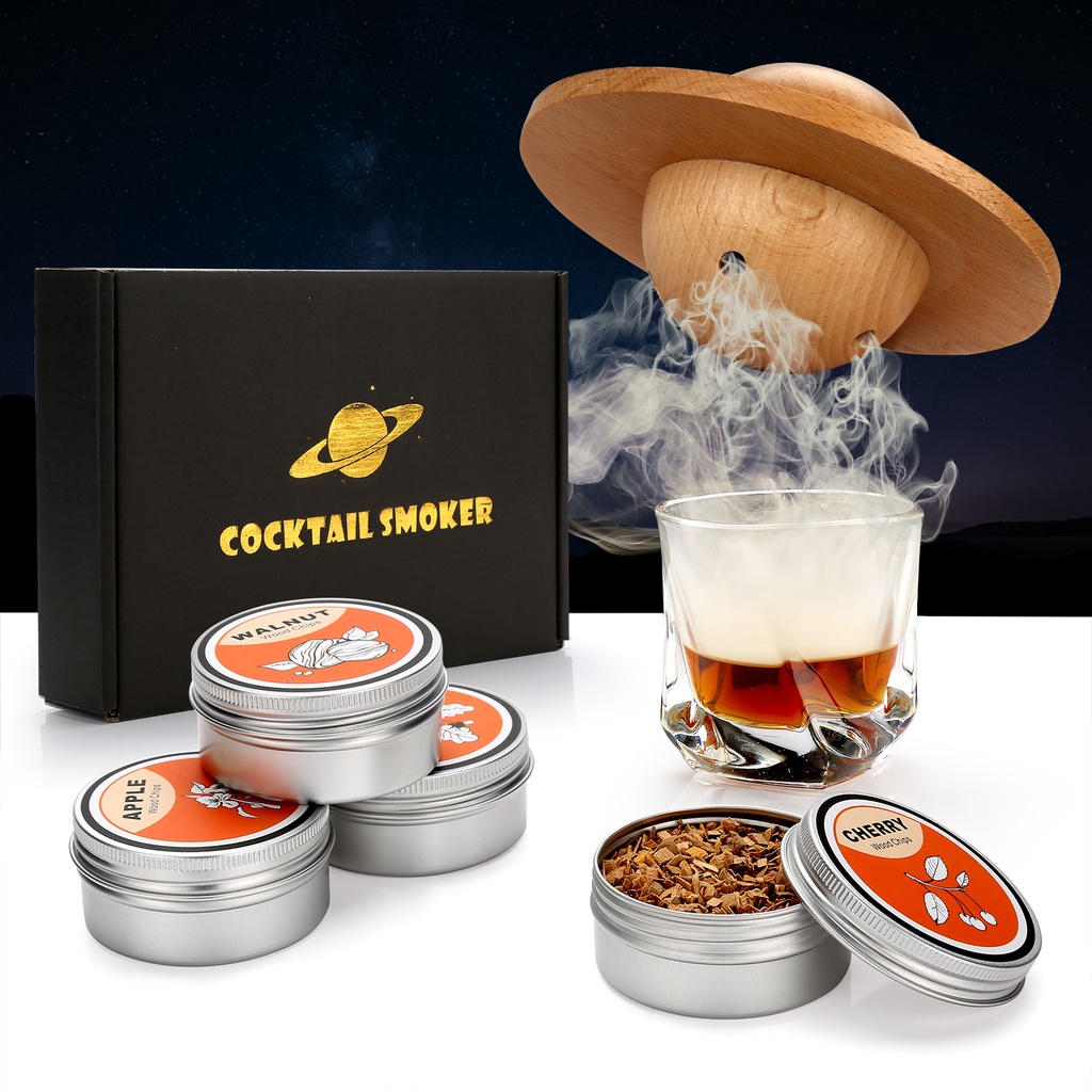 Cocktail Smoker Kit with 4 Flavors Wood Chips - Old Fashioned Whiskey ...