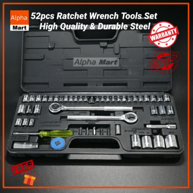 Alpha High Quality 52pcs Ratchet Hand Tools Socket Set Tool Box Wrench Spanner DIY Car Repair ...