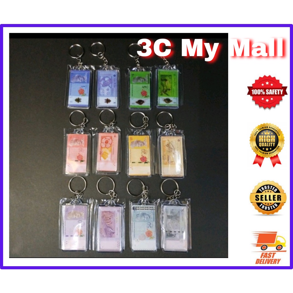 Money Keychain Duit Malaysia RM1 RM2 RM5 RM10 RM20 RM50 RM100 RM500 ...