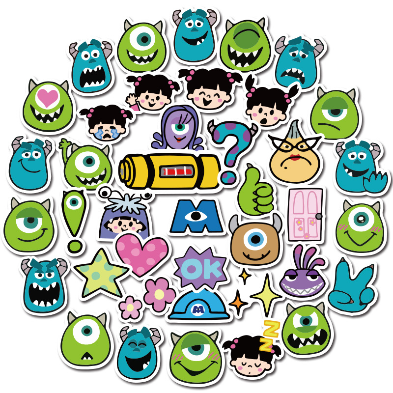 40 pcs Monsters, Inc. Cartoon Waterproof Scrapbook Stickers | Shopee ...