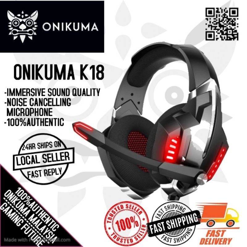 🎧ONIKUMA K18 PC Stereo Headphones with Microphone & RGB Light | Shopee ...
