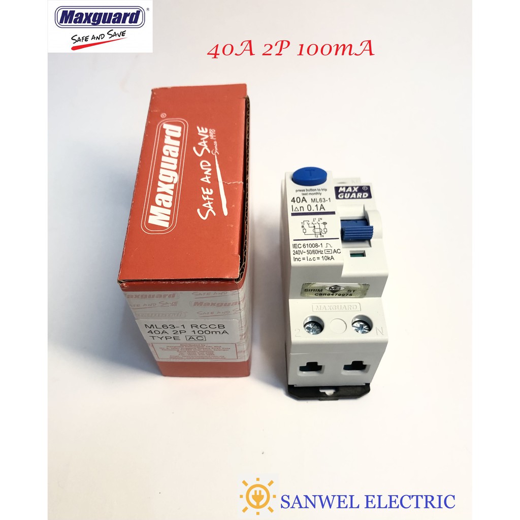 Maxguard 40A/63A 2P & 4P 100mA 300mA RCCB (ELCB) | Shopee Malaysia