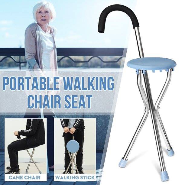 2 in 1 Portable Light Weight Stainless Tripod Crutch Foldable Cane With ...