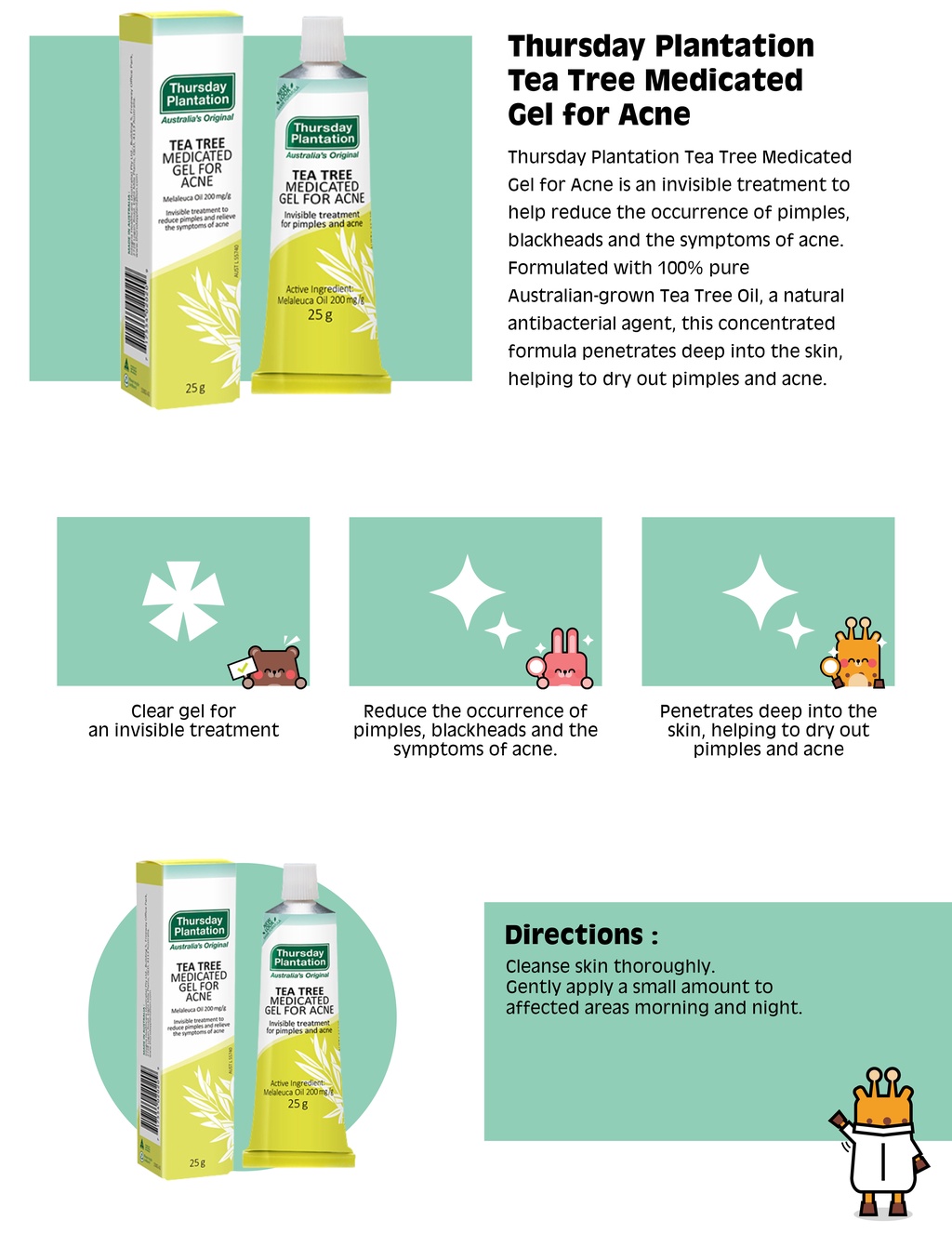 Thursday Plantation Tea Tree Oil Antiseptic 25ml/ 50ml/ 100ml / Tea Tree Medicated Gel for Acne ...