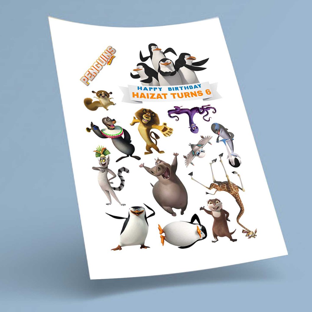 The penguins of madagascar CUSTOM NAME & AGE [JPEG FORMAT/FILE] [CAKE ...