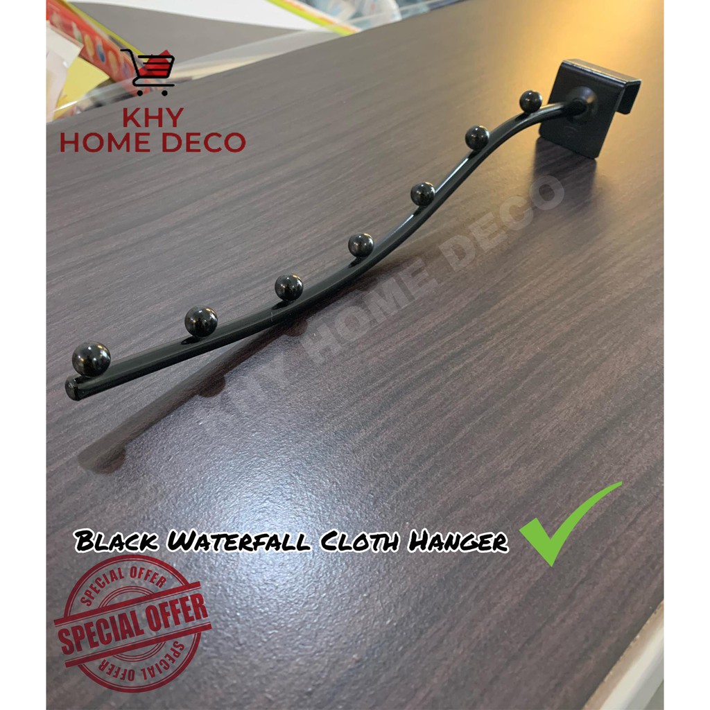 Black Square Waterfall Hanger Penyangkut Baju Dinding / Penyangkut Besi ...