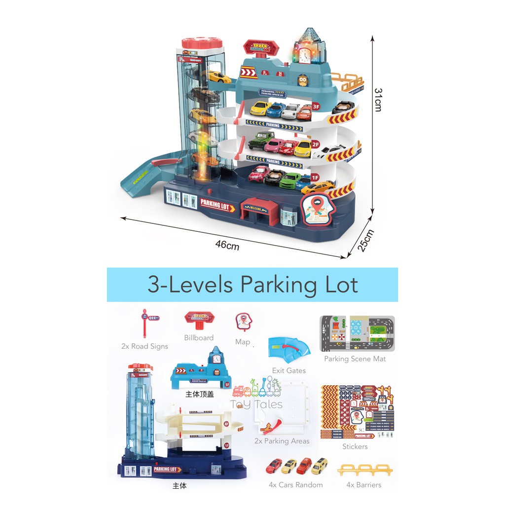 5 Levels Parking Lot Toy with 8 Cars and Lift Elevator Sound and Light ...