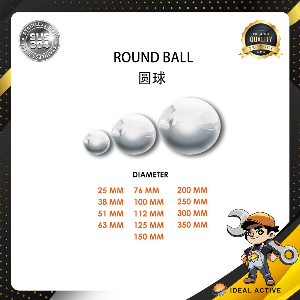 [Ready Strock] Stainless Steel Round Ball 圆球 (100mm-150mm) Q040 ...