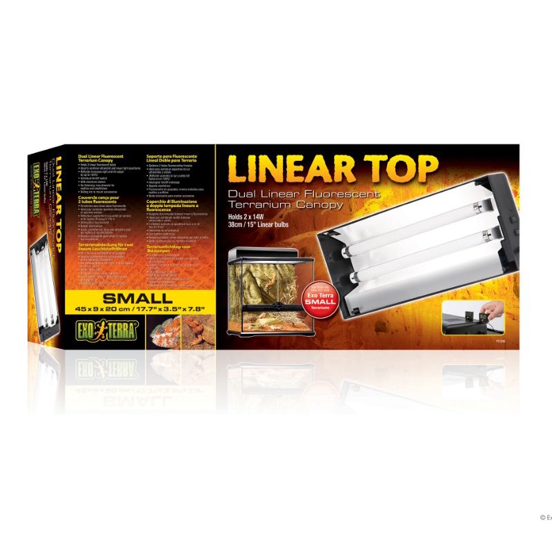 Exo Terra Dual Linear Top 45cm (Small) Reptile UV Fluorescent Bulb Fixture Terrarium Canopy Uv ...