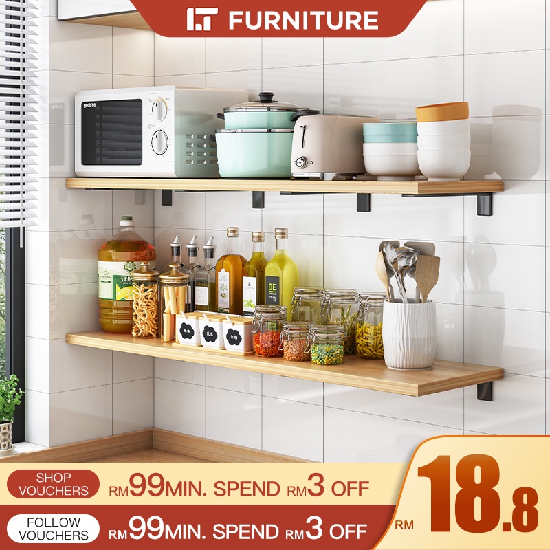 Wall shelf rack Floating shelf Wall mounted shelf Kitchen Rack Rak ...