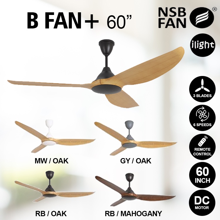NSB B FAN + BFAN Ceiling Fan 60" DC Motor 3 Blade With Remote Control ...