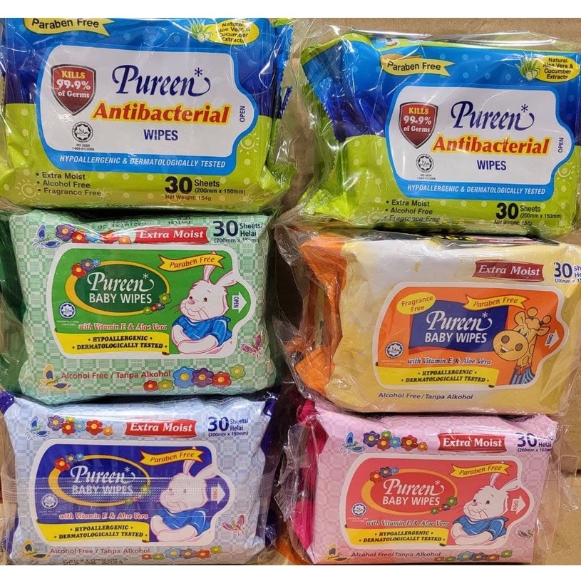 New Packing 300PCS (30s x10packs) PUREEN Baby Wipes ( PINK BLUE ORANGE ...