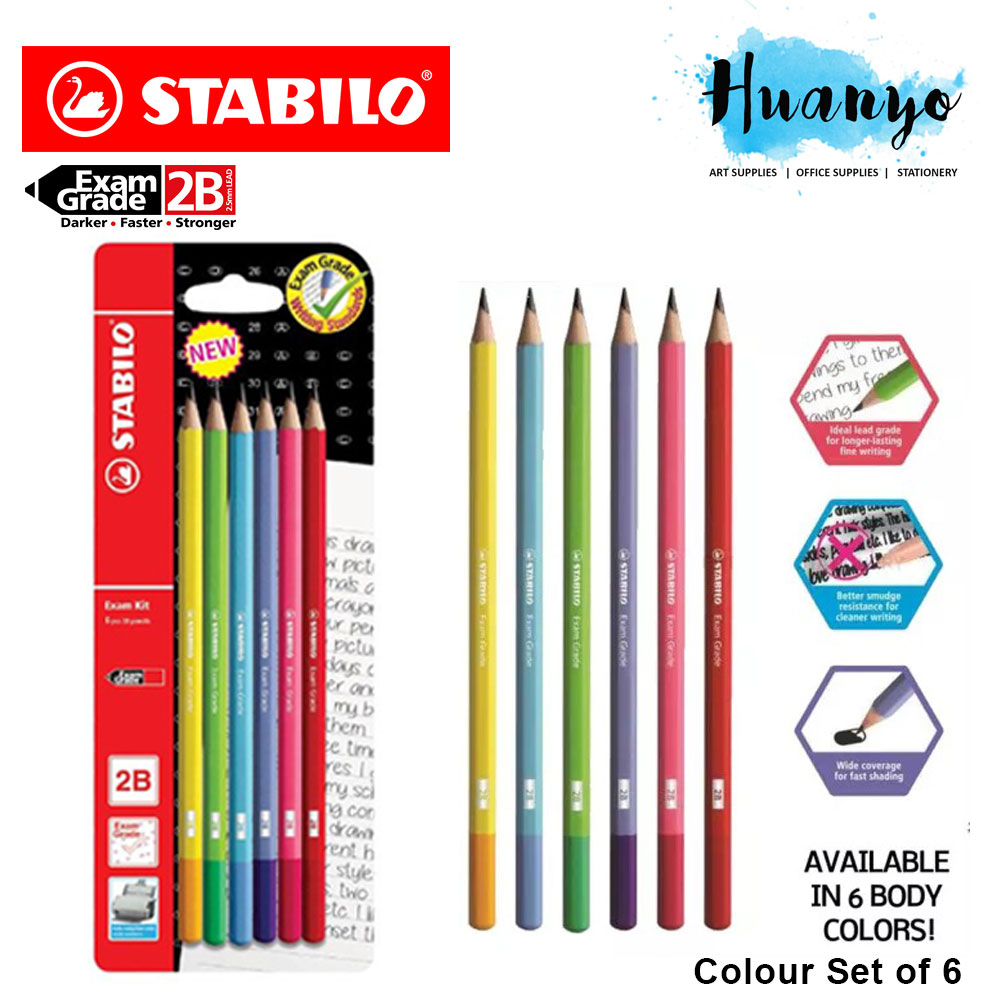 Stabilo Exam Grade 2B Pencil (Black & Colour Series, Set of 12 / 6 ...