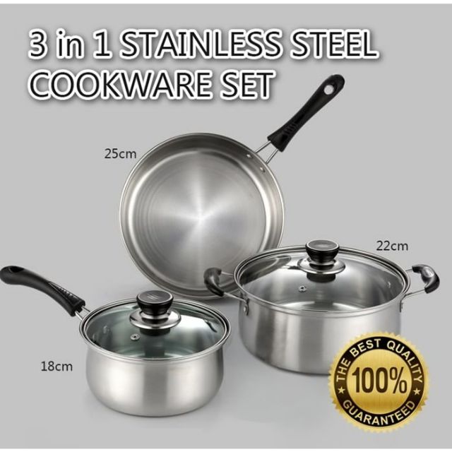 3 in 1 stainless steel soup pot set | Shopee Malaysia