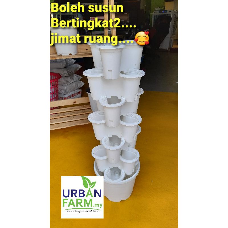 🥰3 layer Stackable planter Pot / vertical pot / tower pot | Shopee Malaysia