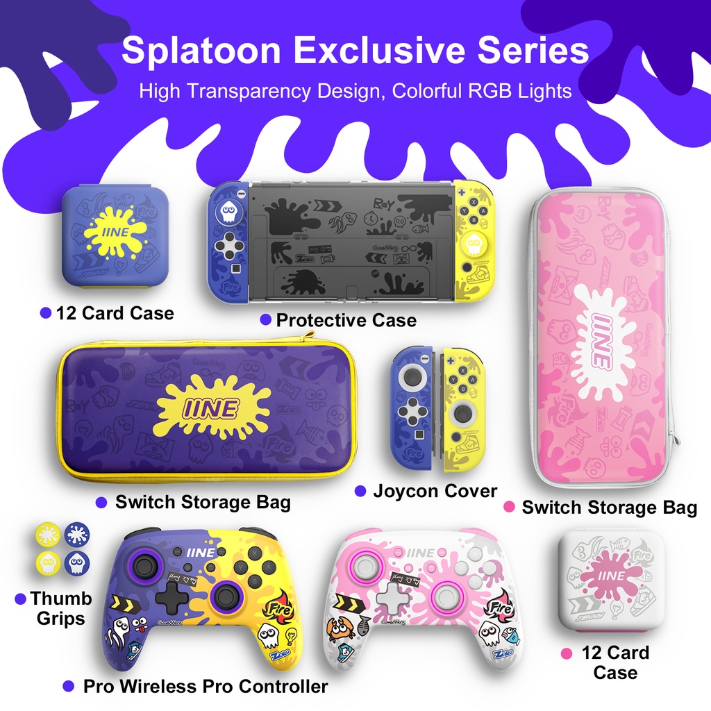 IINE Splatoon Exclusive Octopus Thumb grips Cover Purple Yellow ...