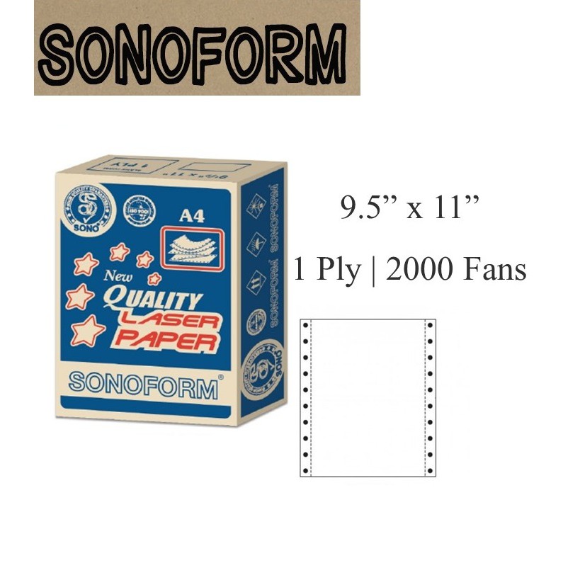 SONOFORM 9.5'' X 11'' 1 PLY 2000 FANS COMPUTER FORM WHITE SIMILAR DATA ...