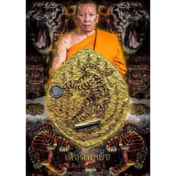 Thai Amulets 泰国佛牌 LP Chan Nai Tiger Skin Headless Tiger 龙普禅乃虎皮断头虎 ...