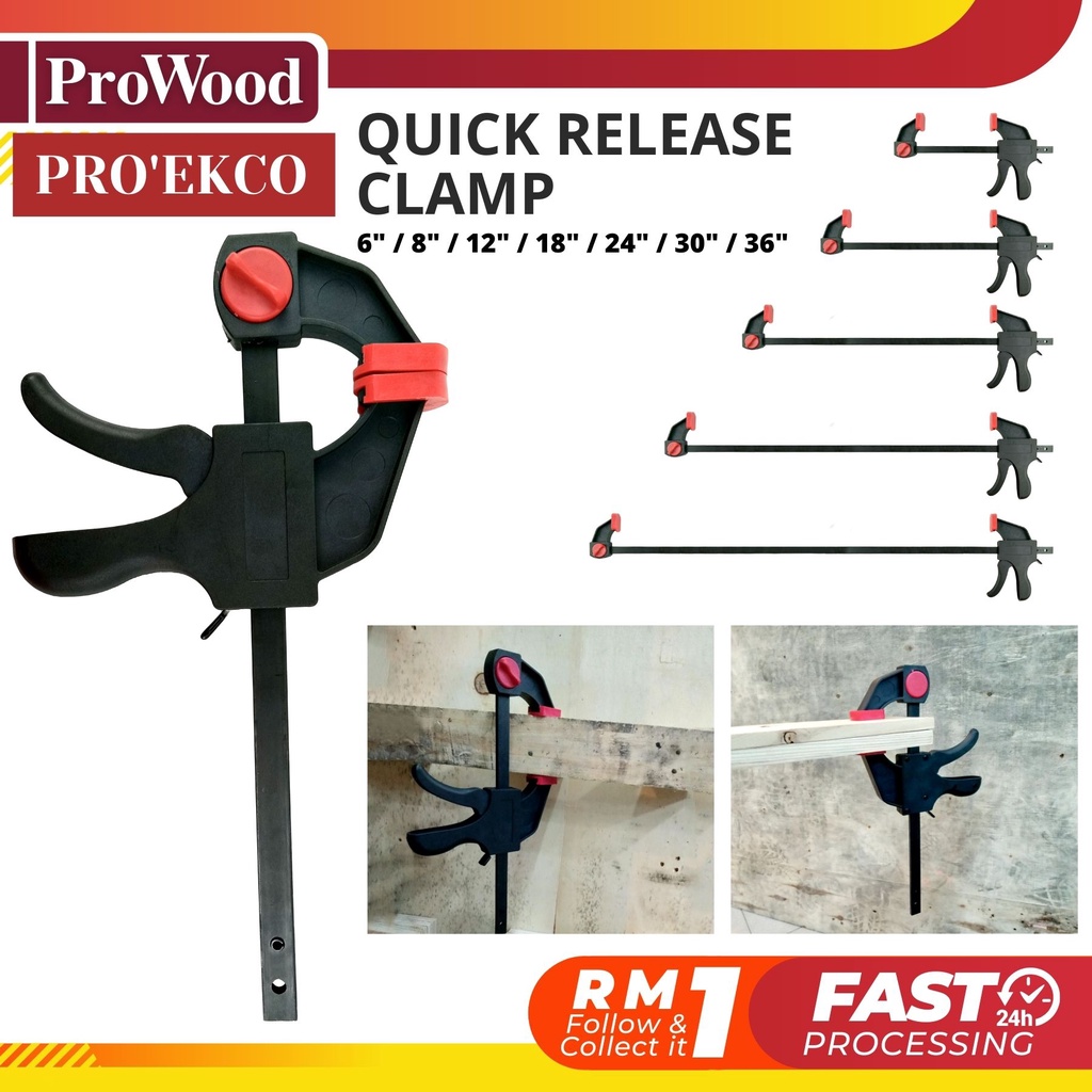 PROEKCO Quick Release F Clamp 6 / 8 / 12 / 18 / 24 / 30 / 36 Inch Quick ...