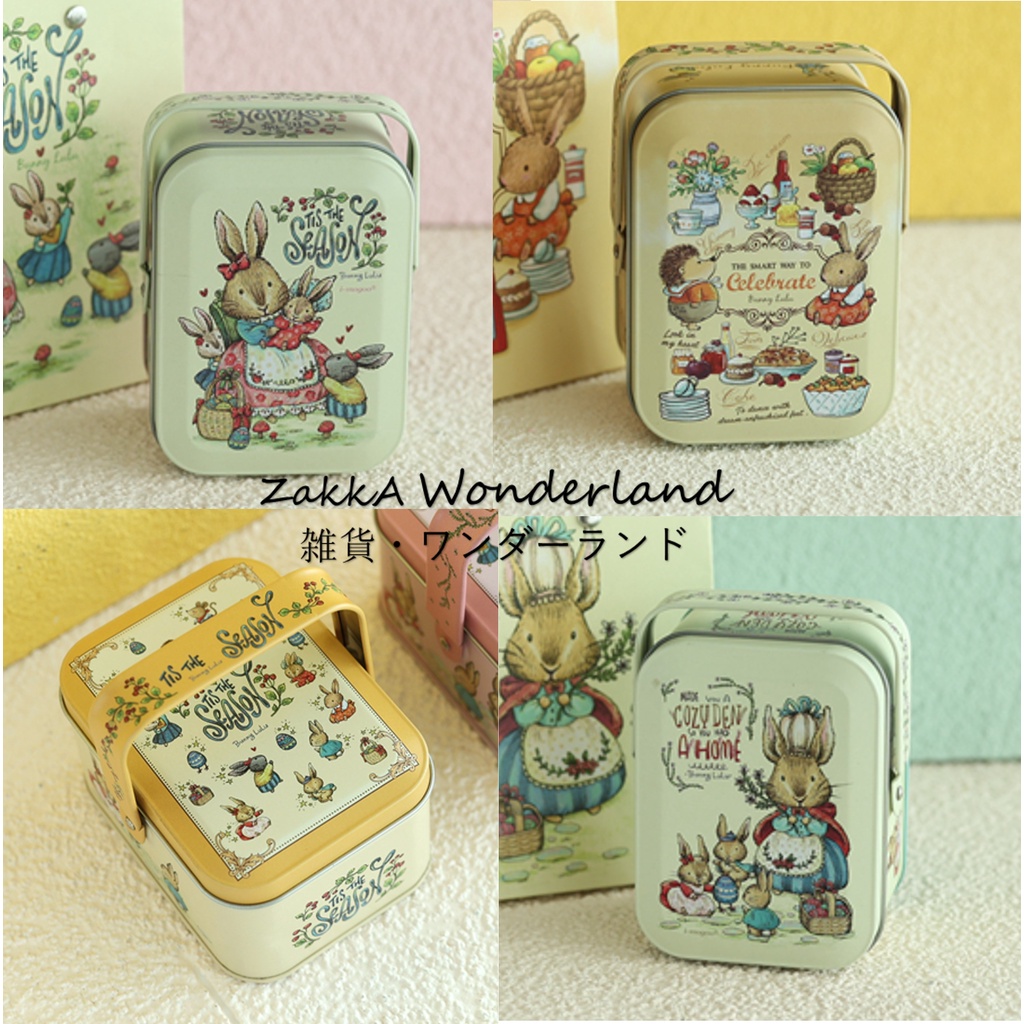 🐰 Cute Mini Metal Box with Handle Bunny Gift Box Sweets Box Cookies Box ...