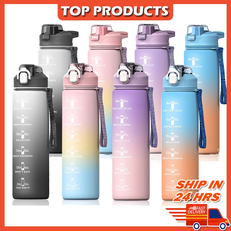 1L Water Bottle Gradient Color Water Bottle With Straw,Korean 1000ml ...