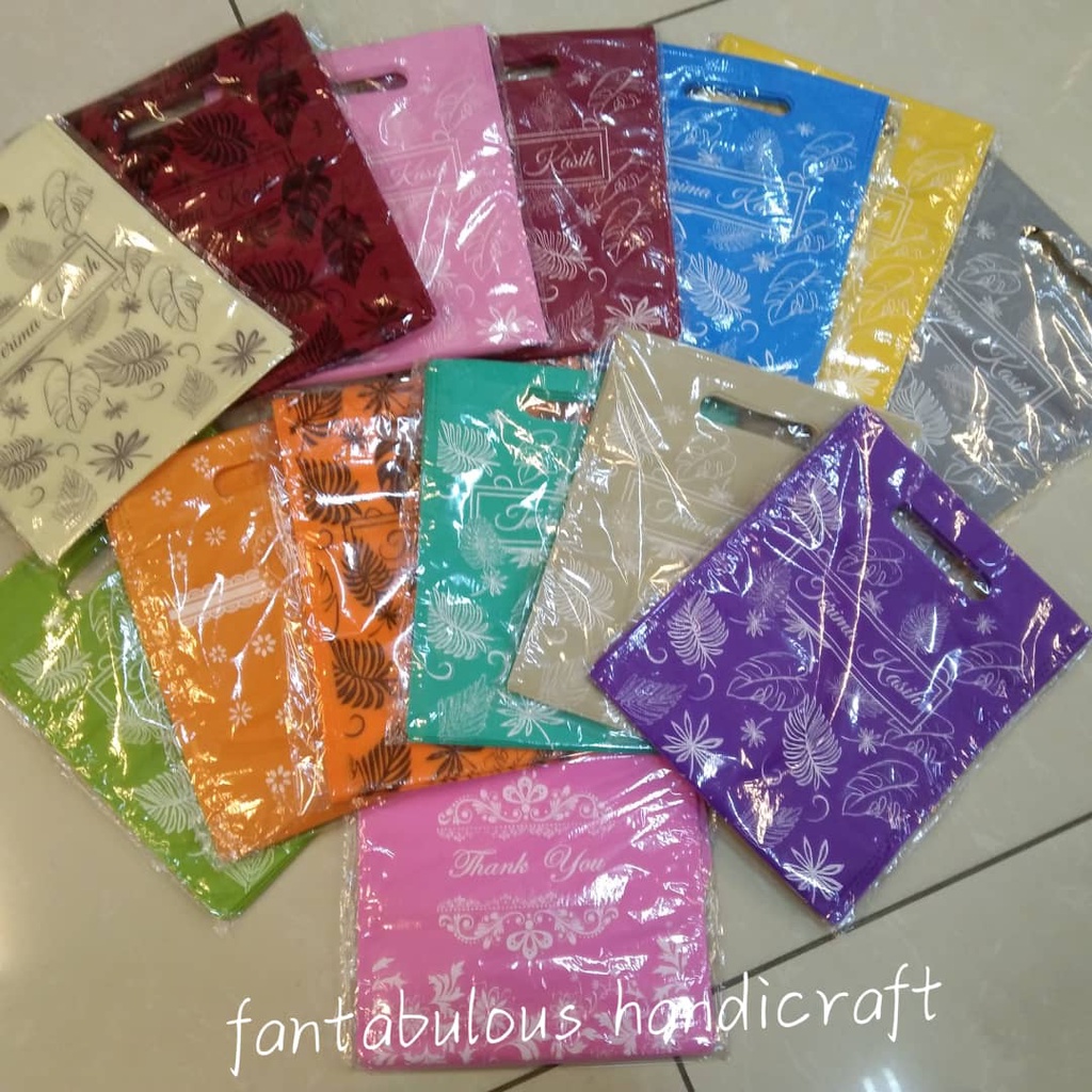 100pcs beg kain (20cmx25cm) Goodies Bag Beg Jajan Events Non-woven Bag ...