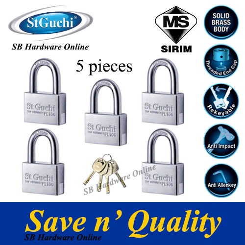 [ANTI-RUST, SIRIM Certified, KEY ALIKE] ST GUCHI SGPL-100N 40MM SOLID ...