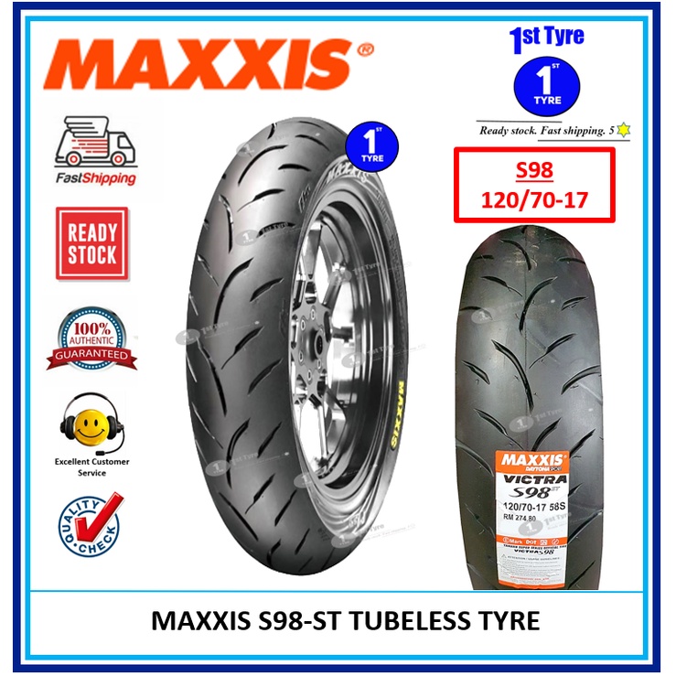 MAXXIS MOTORCYCLE TYRE S98/MA F1 ST 120/70-17 TUBELESS (100% ORIGINAL ...