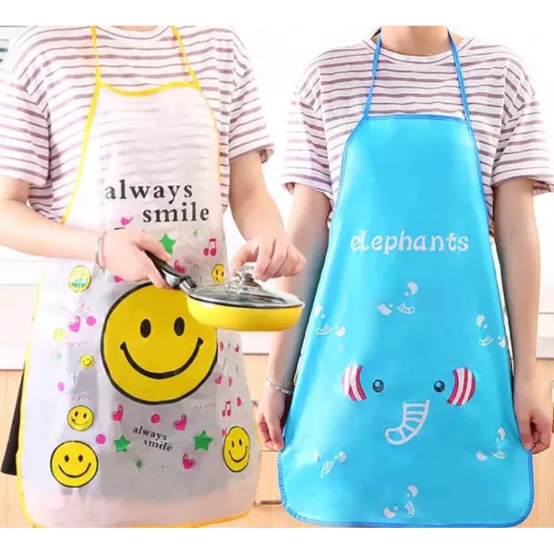 Ready Stock Thin Waterproof Cute Cartoon Kids Adult Apron Art Class ...
