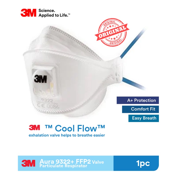 ( READY STOCK) 3M™ Aura™ 9322A+ FFP2/P2 with Valve ( Easy Breath ) | Shopee Malaysia