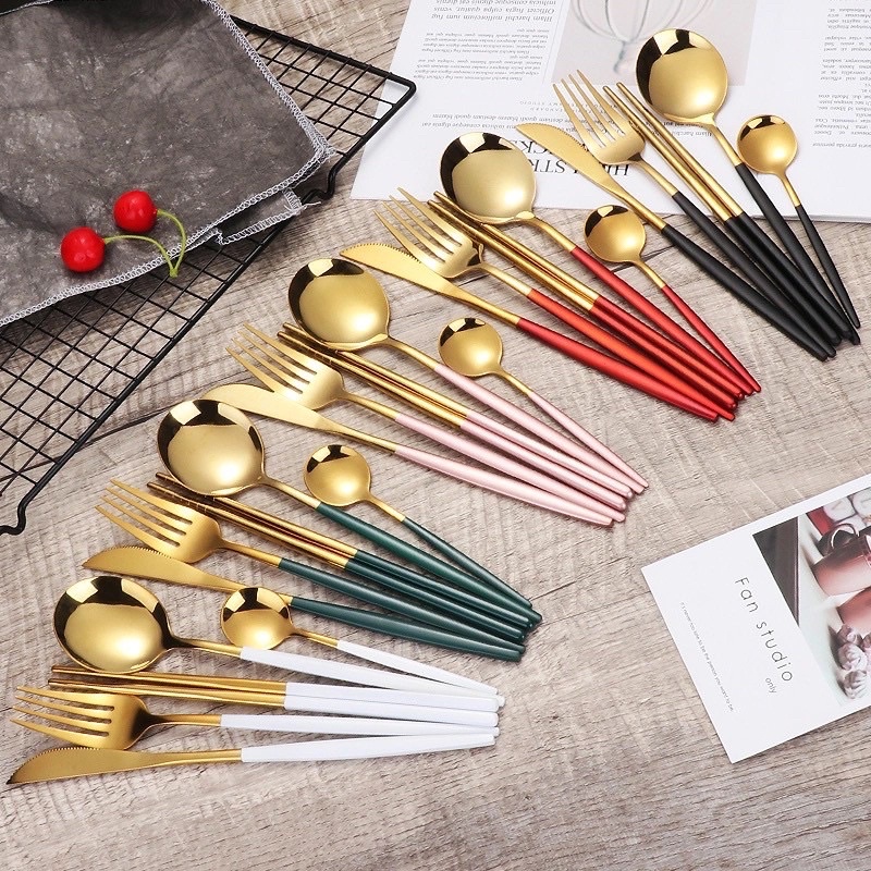 Cutlery SET 3 IN 1 KOREA / KOREAN SPOON / KOREAN FORK / DINNER TOOL ...